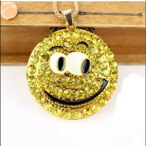 Jewelry | Yellow Rhinestone Smiley Face Necklace | Poshmark